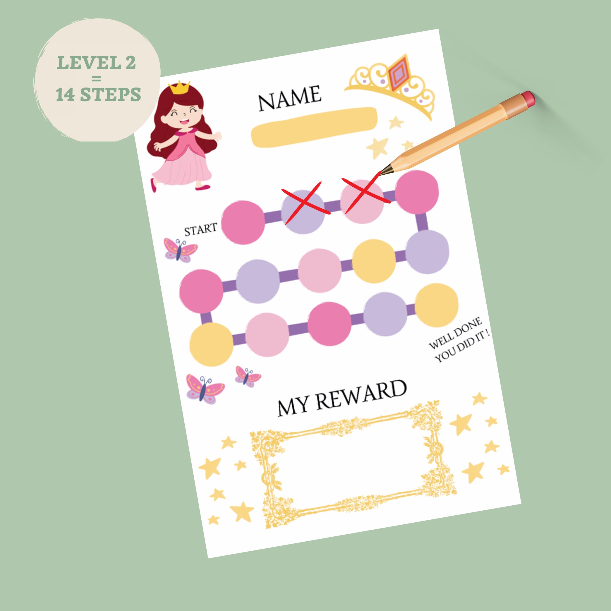 Printable Reward Chart / Card Princess for Toddlers L Multiple Levels ...