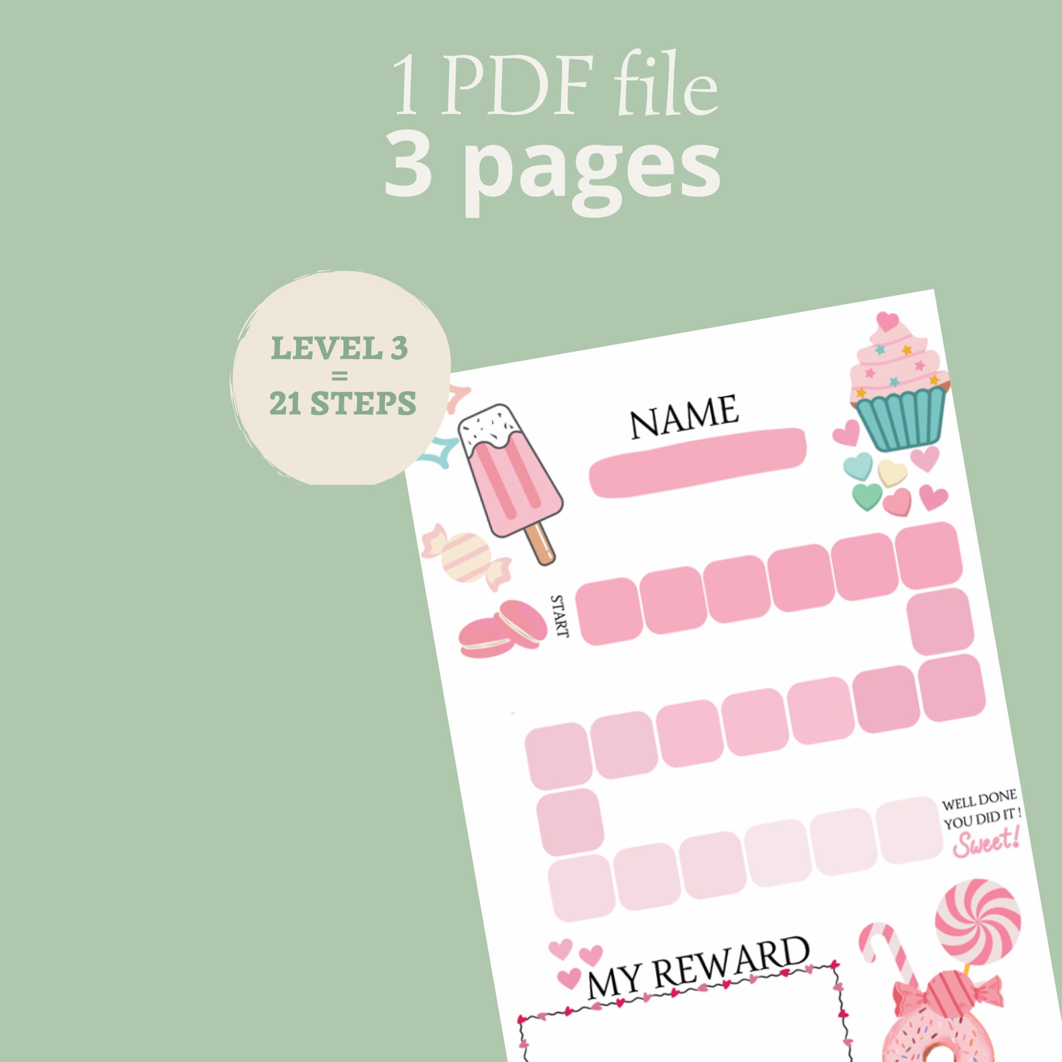 Printable Reward Chart / Card Sweets for Toddlers L Multiple Levels ...