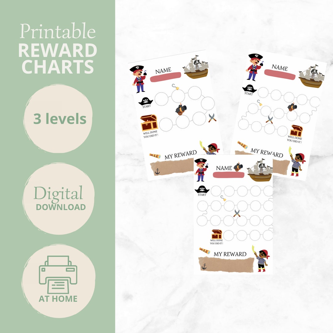 Printable Reward Chart / Card Pirates for Toddlers L Multiple Levels ...
