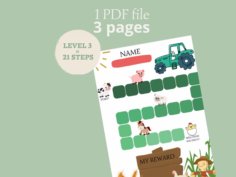 Printable Reward Chart / Card Farm for Toddlers L Multiple Levels Daily ...