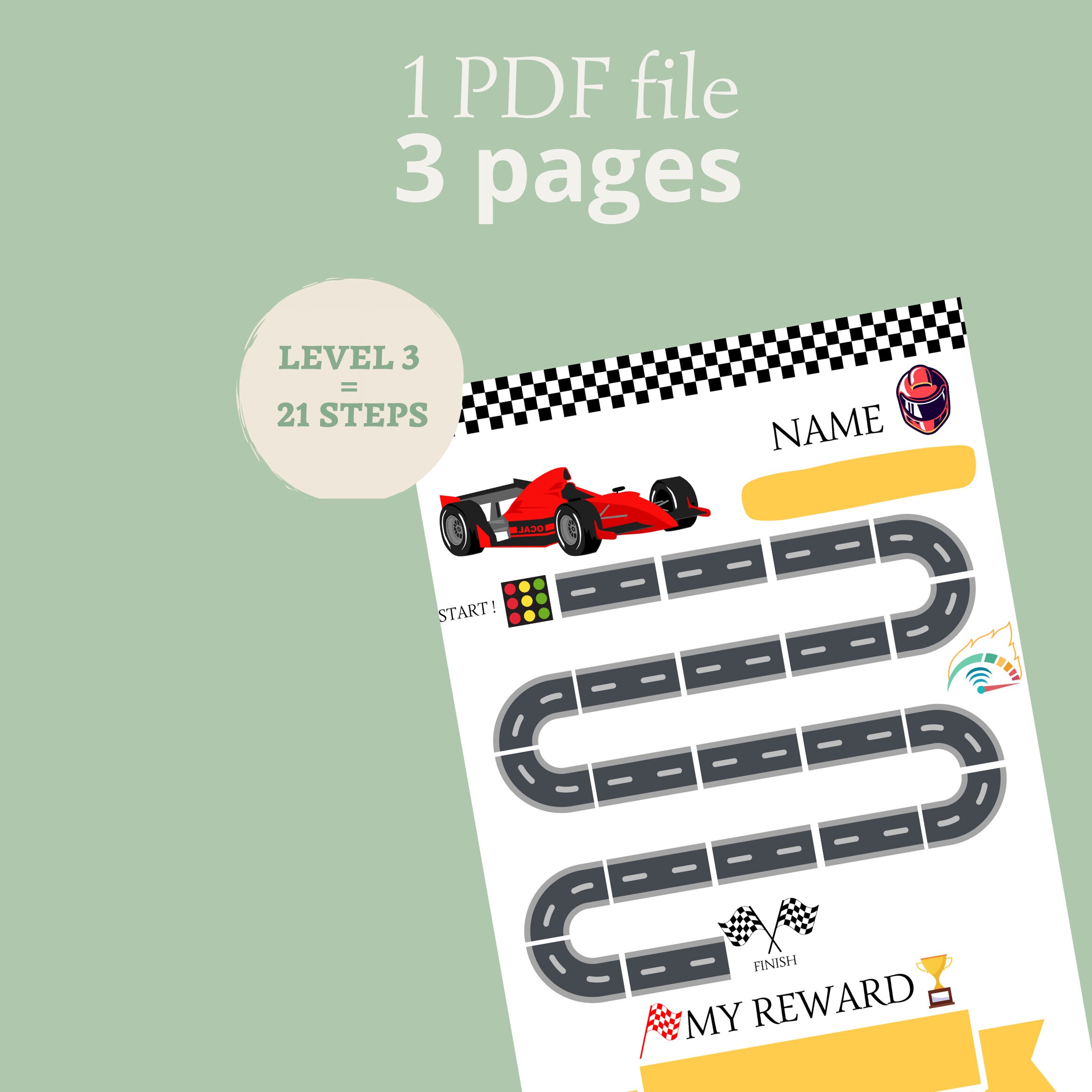 Printable Reward Chart / Card Race Car for Toddlers L Multiple Levels ...