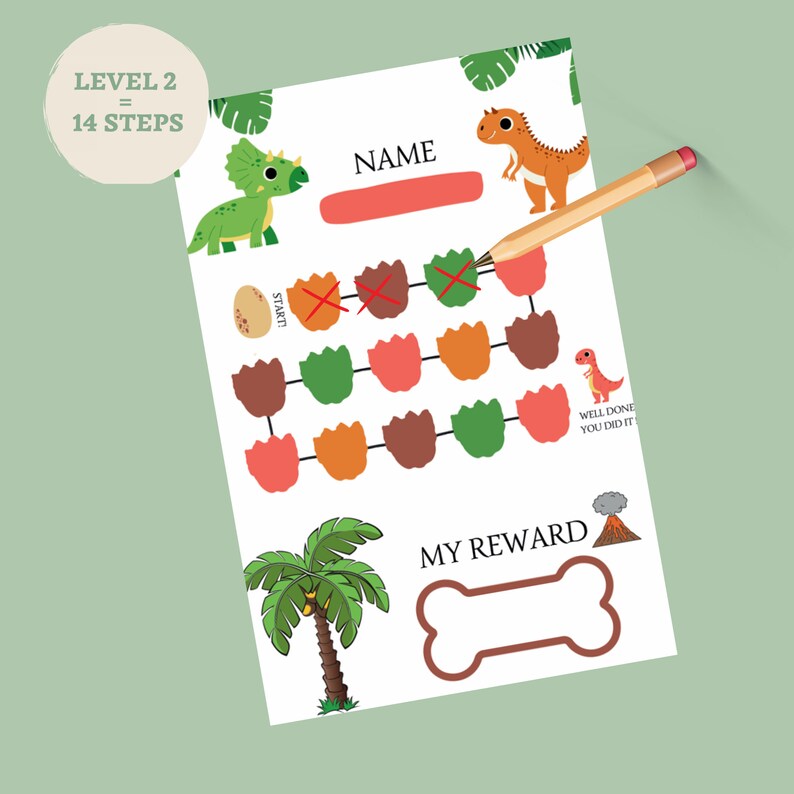 Printable Reward Chart / Card Dinosaur for Toddlers L Multiple Levels ...