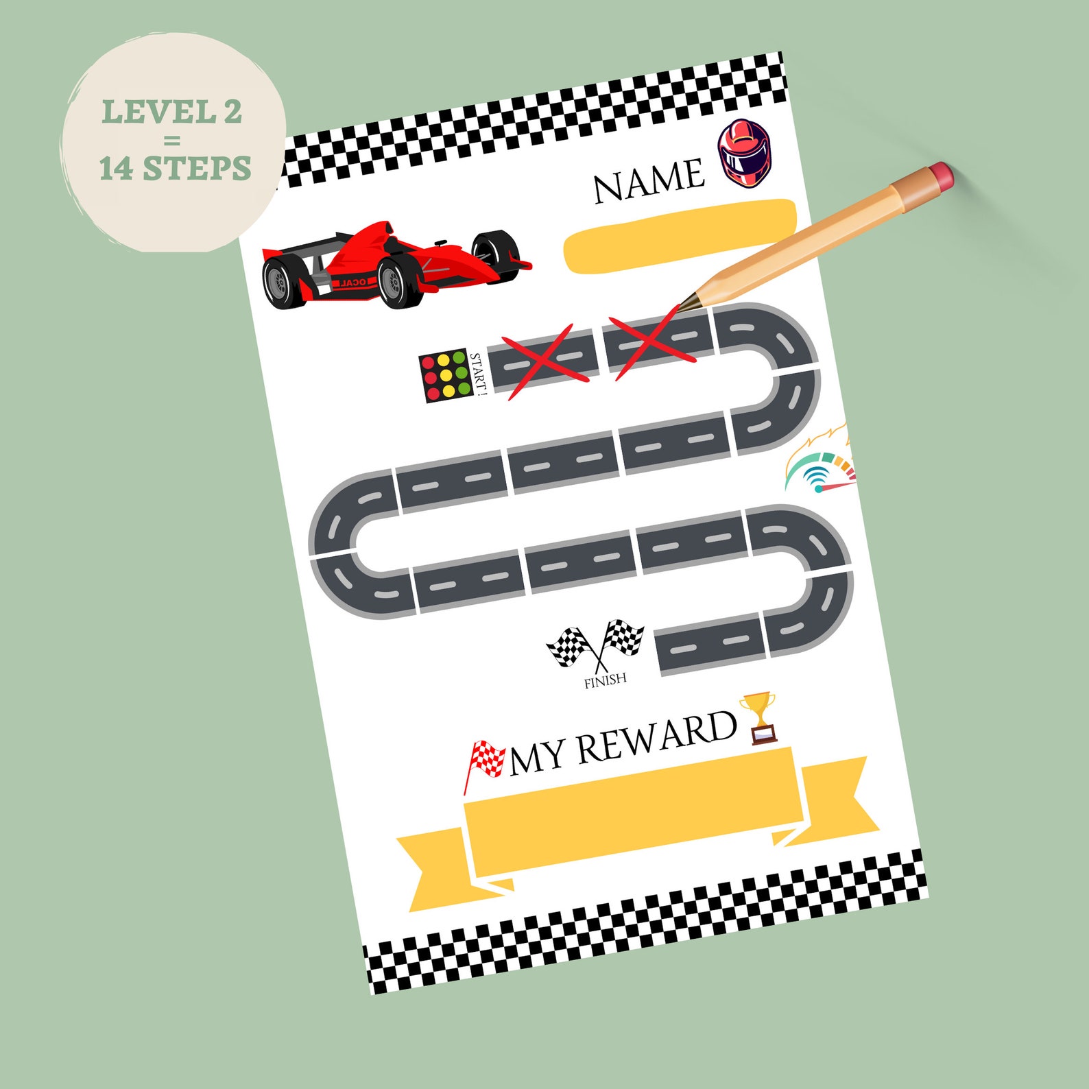 Printable Reward Chart / Card Race Car for Toddlers L Multiple Levels ...