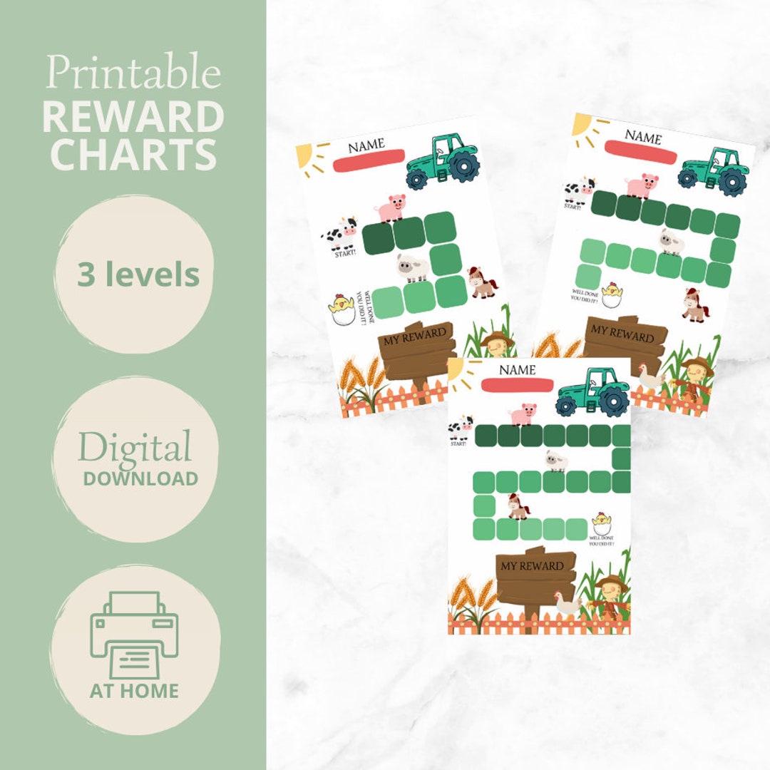Printable Reward Chart / Card Farm for Toddlers L Multiple Levels Daily ...