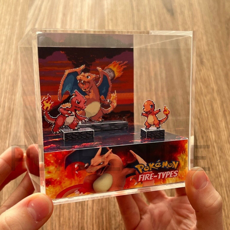 Pokemon Fire Red Charizard/charmeleon/charmander DIY Diorama Cube ...