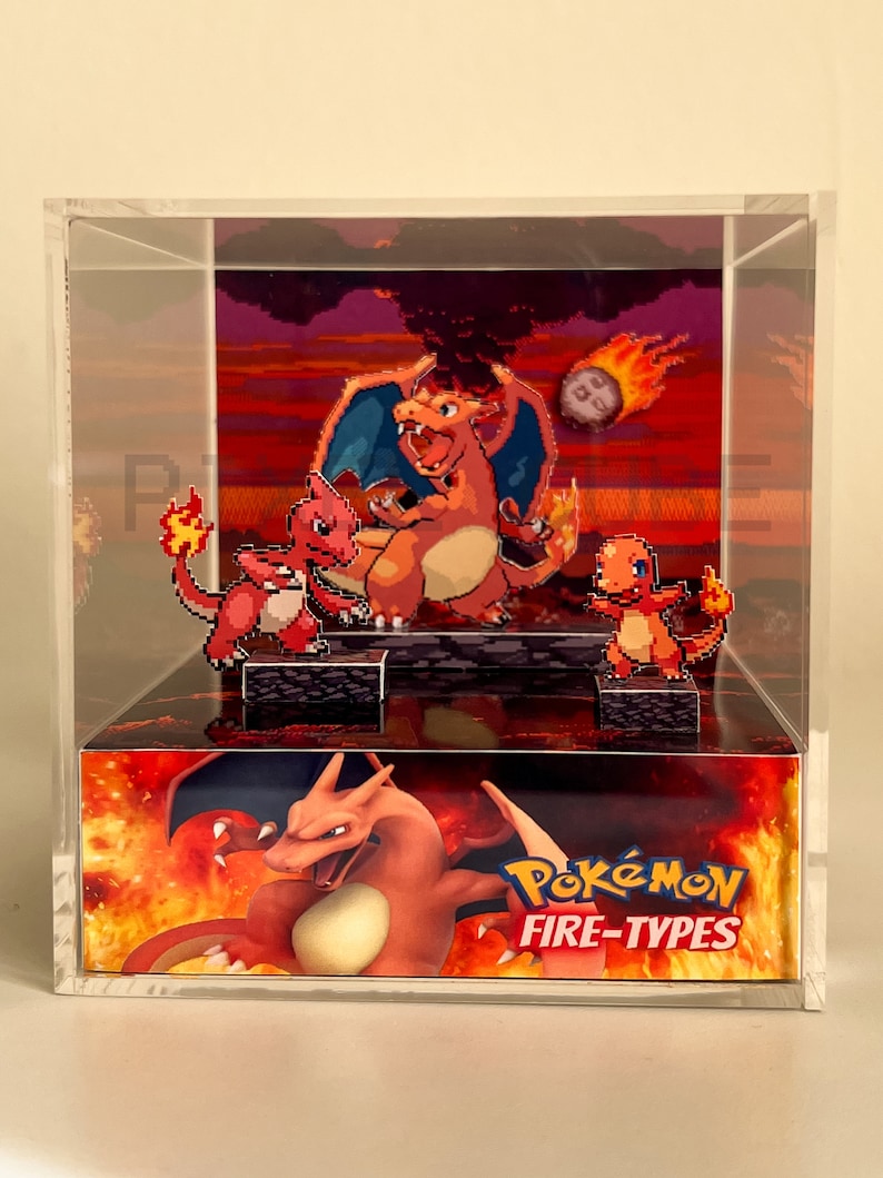 Pokemon Fire Red Charizard/charmeleon/charmander DIY Diorama Cube ...