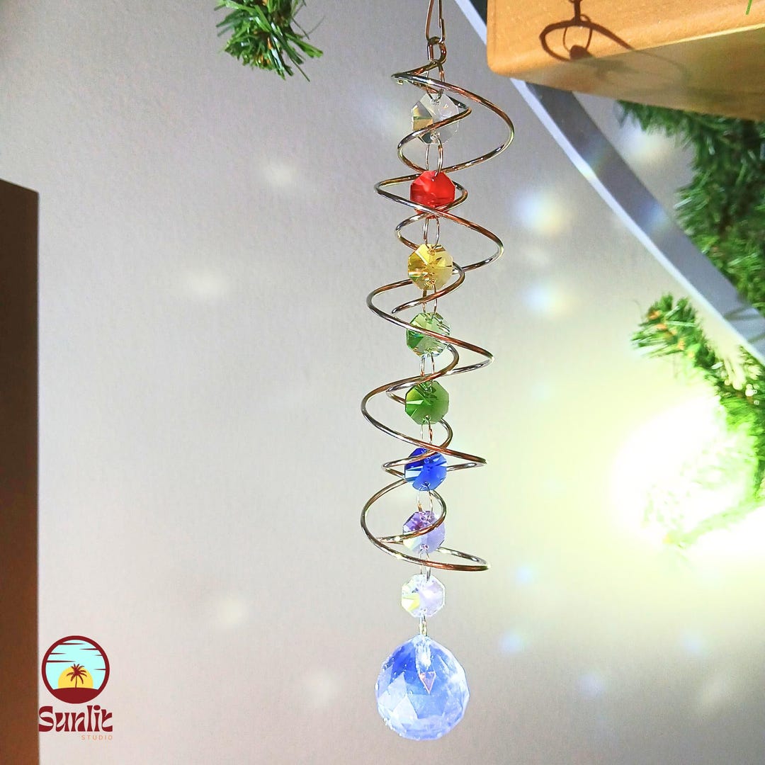 Wind Chime Crystal Suncatcher, Seven Chakra Sun Catcher, Suncatcher ...