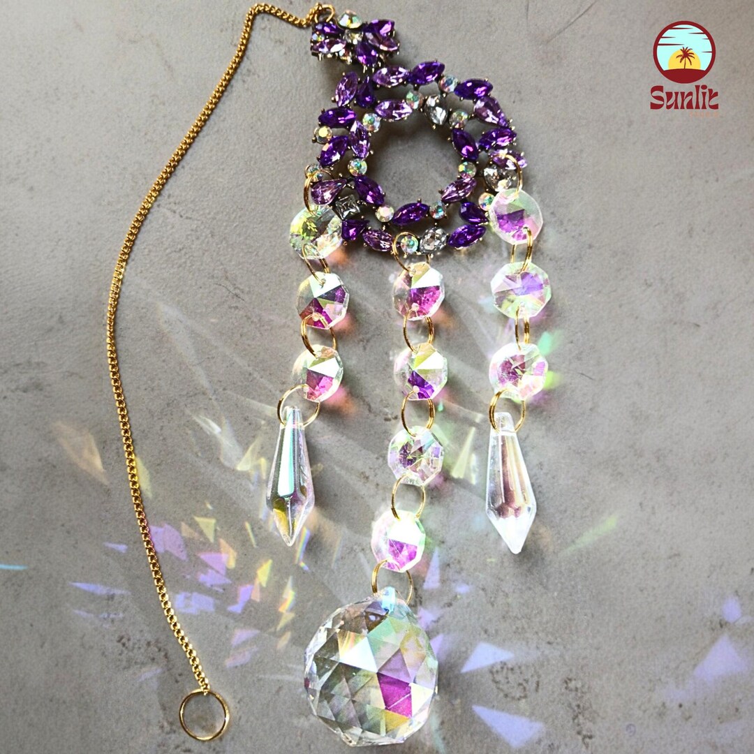 Hoop Crystal Suncatcher – Boho Window Light Catcher With Hanging ...