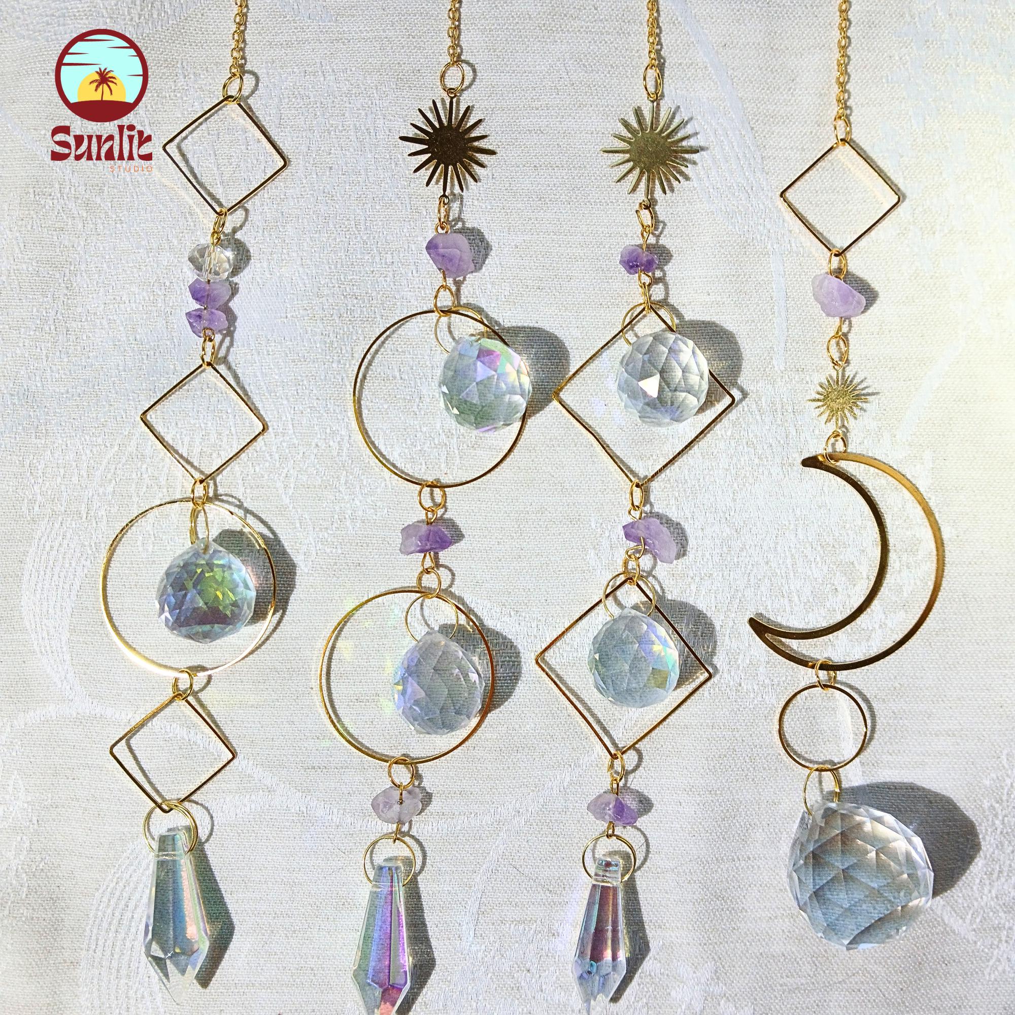 Crystal Suncatcher Set | Crescent Moon Suncatcher | Prismatic Window ...