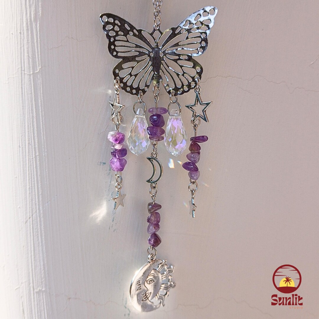 Crystal Butterfly Suncatcher | Purple Crystal Sun Catcher | Rainbow ...