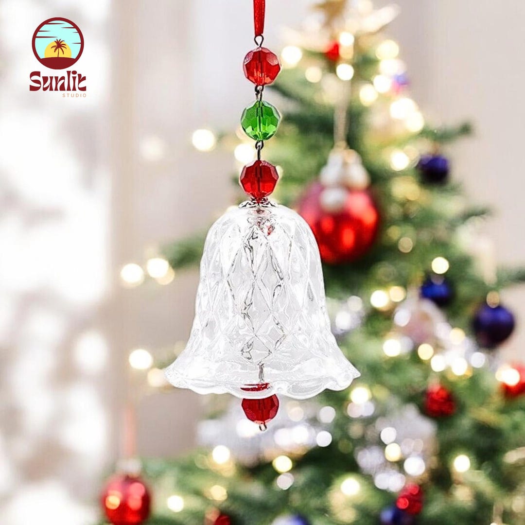Crystal Christmas Bell Wind Chime, Christmas Tree Hanging Decor ...