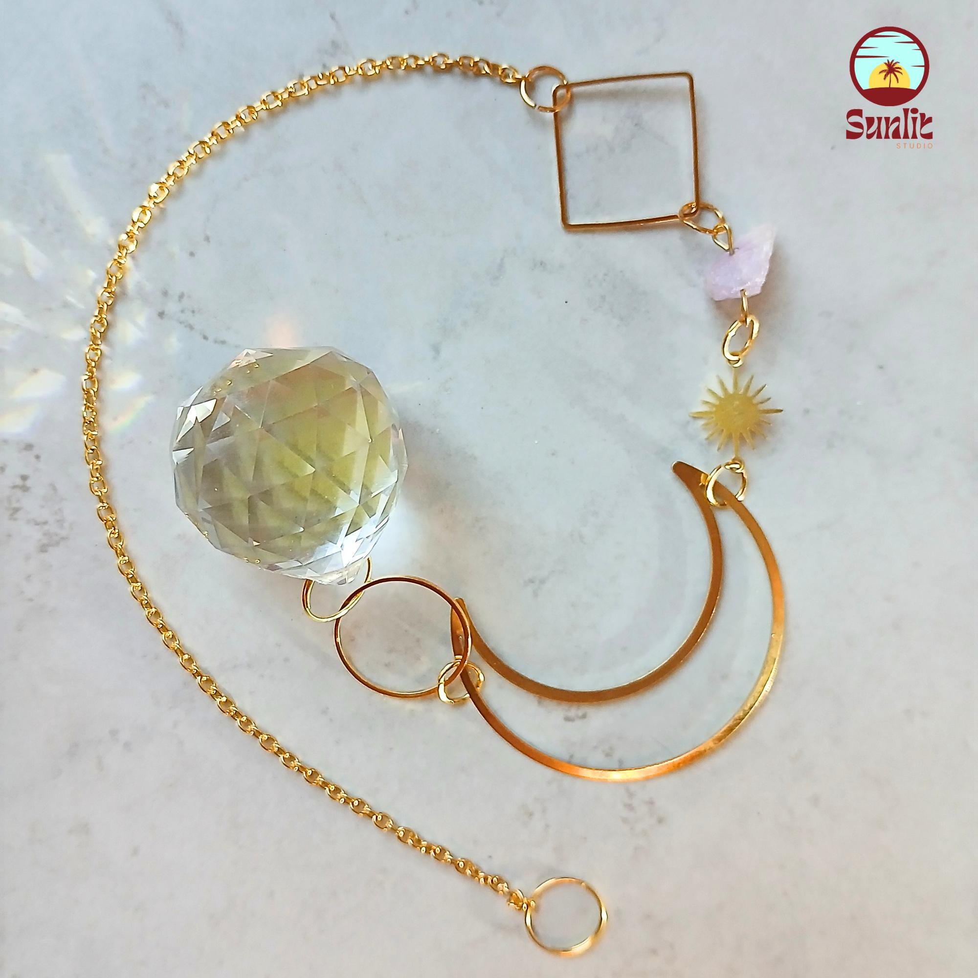 Crystal Suncatcher Set | Crescent Moon Suncatcher | Prismatic Window ...