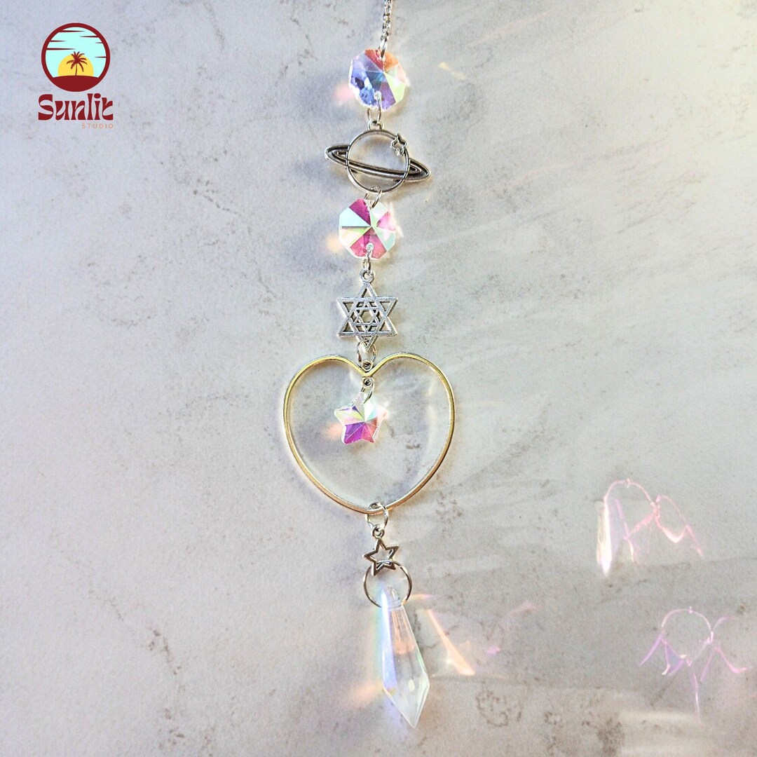Heart Crystal Suncatcher | Galaxy Crystal Sun Catcher | Space ...
