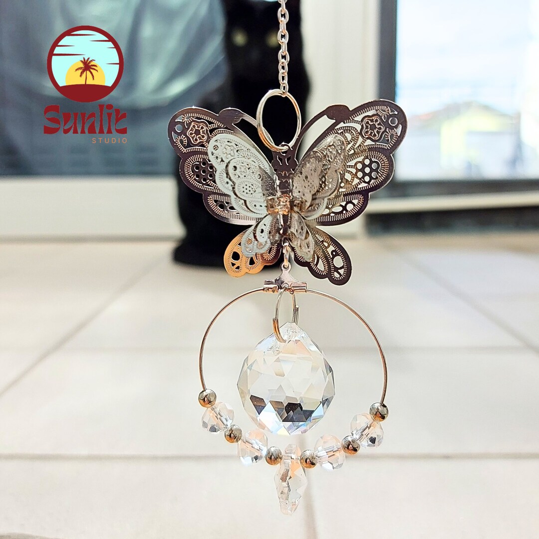 Butterfly Crystal Suncatcher, Crystal Prism Light Sun Catcher, Home ...