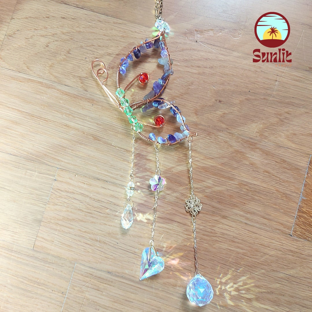 Crystal Butterfly Suncatcher: Boho Window & Car Decor - Etsy