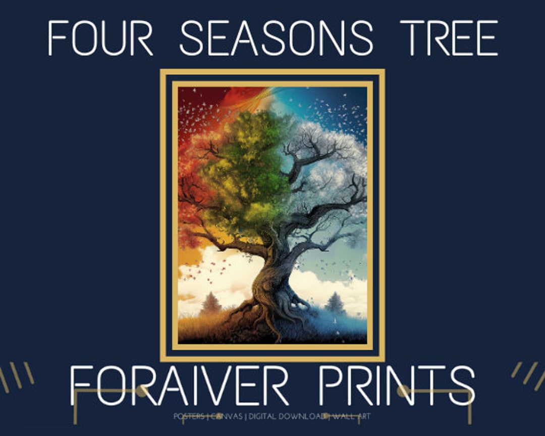Four Seasons Tree Detailed Seasonal Tree Illustration Artistic Decor ...