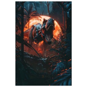 Jurassic Park T-rex Poster Dinosaur Wall Art Vintage Movie Print ...