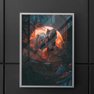 Jurassic Park T-rex Poster Dinosaur Wall Art Vintage Movie Print ...