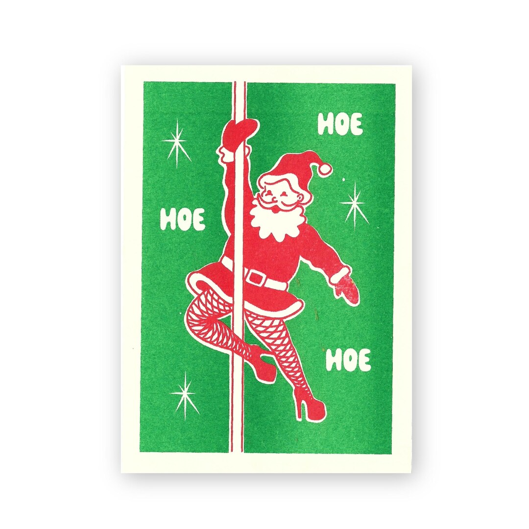 Sassy Santa Risograph Postcard: Cheeky Holiday Greetings - Etsy