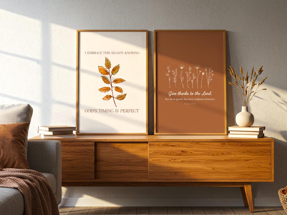 Fall Christian Wall Art Set of 3 Thanksgiving Faith Decor Autumn Bible ...