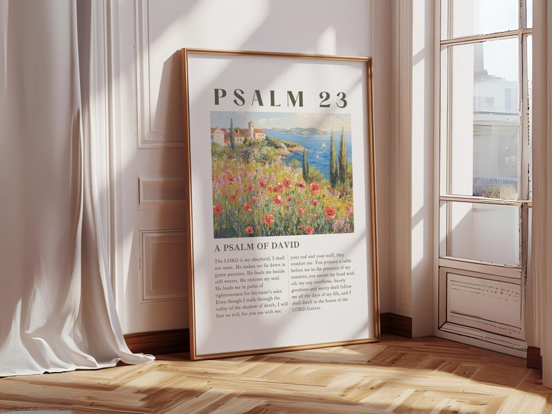 Psalm 23 Bible Verse Wall Art Christian Wall Art Oil Painting Landscape ...