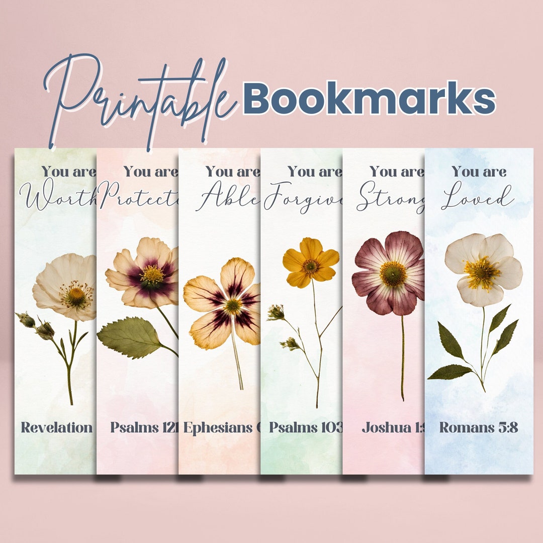 Pressed Flower Bookmark Printable Page Markers Gift for Book Lovers ...