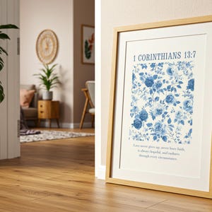 Blue Christian Wall Art Bible Verse Print Scripture Poster ...