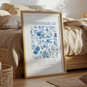 Blue Christian Wall Art Bible Verse Print Scripture Poster ...