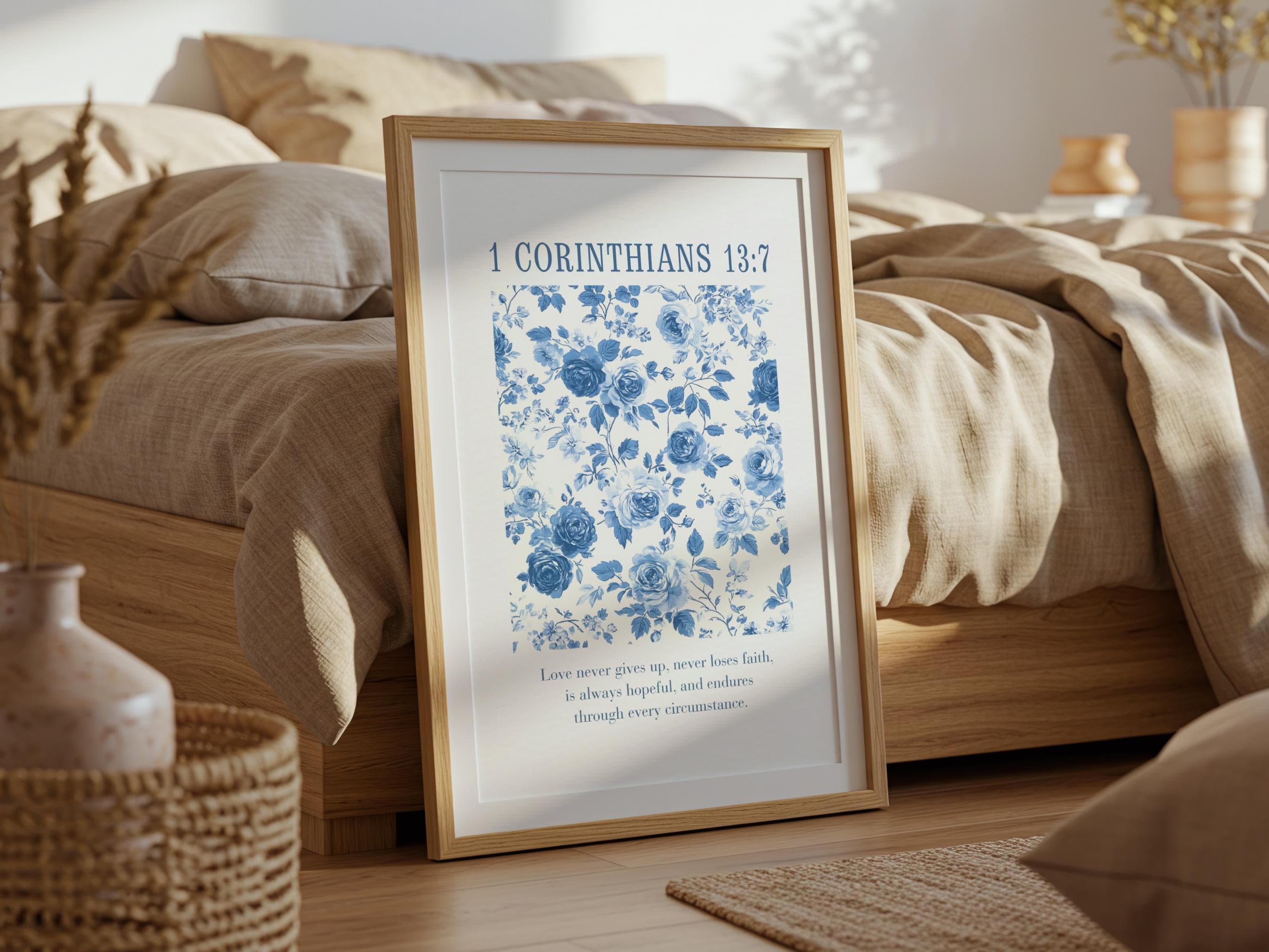Blue Christian Wall Art Bible Verse Print Scripture Poster ...