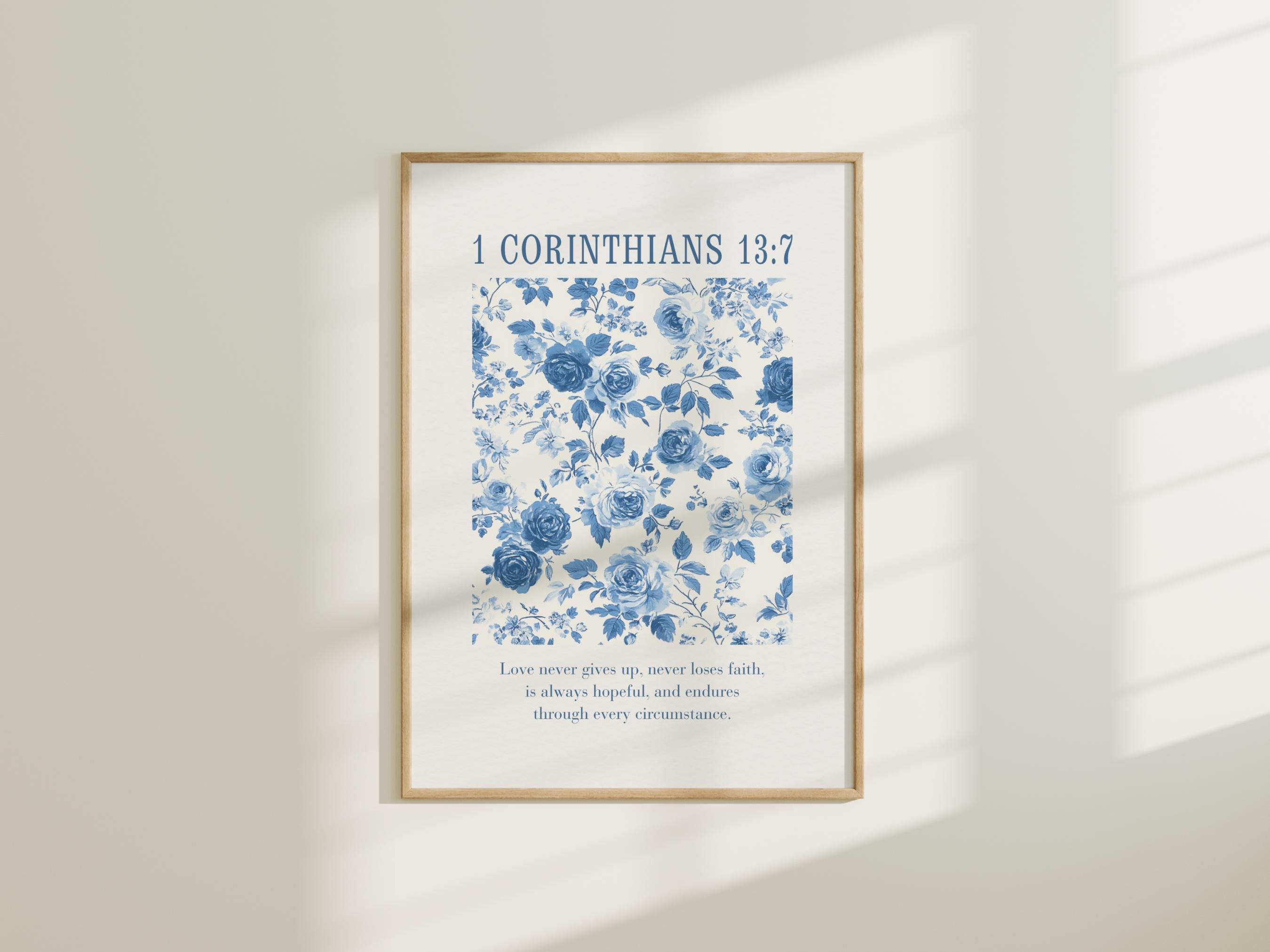 Blue Christian Wall Art Bible Verse Print Scripture Poster ...