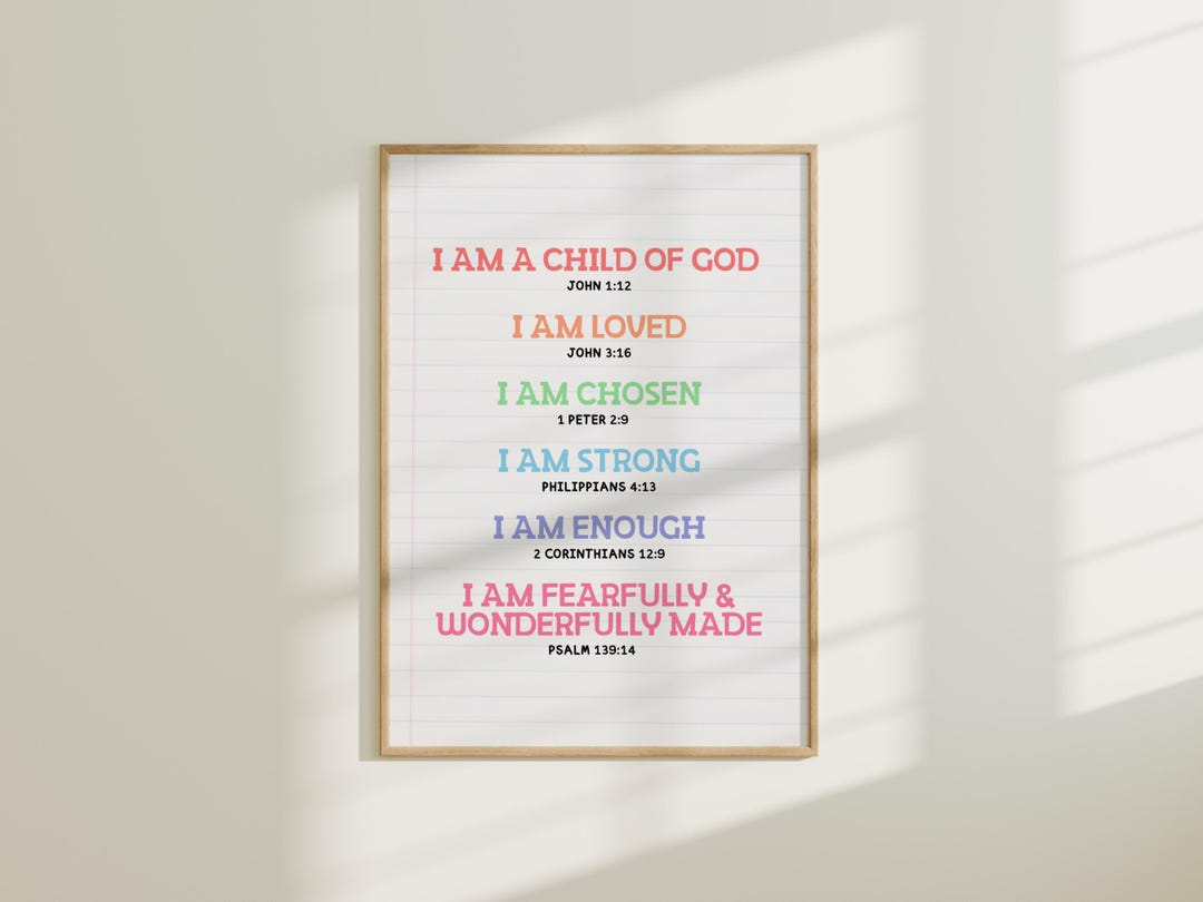 Bible Affirmation Wall Art for Kids Classroom Decor Sunday School Art ...