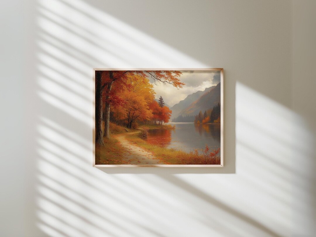 Vintage Fall Wall Art Landscape Painting Fall Oil Painting Fall Print ...