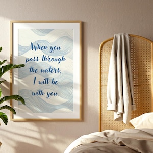 Coastal Christian Wall Art Blue Nautical Print Striped Wall Art Beach ...