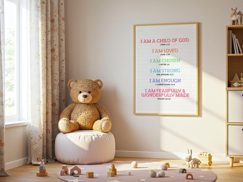 Bible Affirmation Wall Art for Kids Classroom Decor Sunday School Art ...
