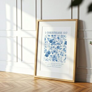 Blue Christian Wall Art Bible Verse Print Scripture Poster ...