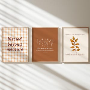 Fall Christian Wall Art Set of 3 Thanksgiving Faith Decor Autumn Bible ...