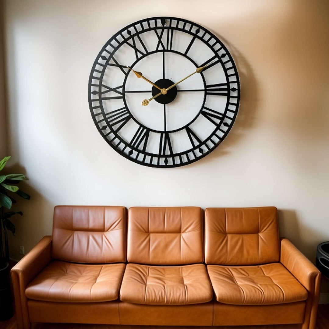 Metal Wall Clock, Oversized Clock, Unique Wall Decor, Silent Metal ...