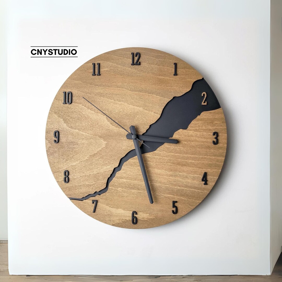 Modern Wall Clock, Number Wall Clock, Wood Clock, Minimalistic Wood ...
