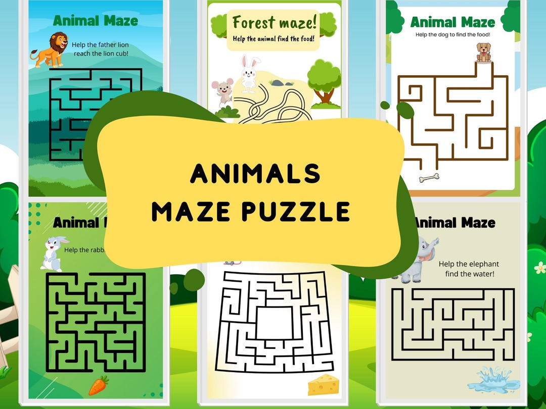 Animals Mazes Pages Toddler Busy Book Fun & Educational Printable ...