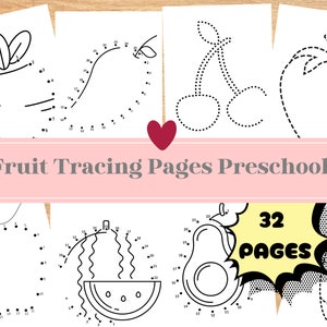 Printable Fruit Tracing Line Worksheet, Preschool Curriculum Learning ...