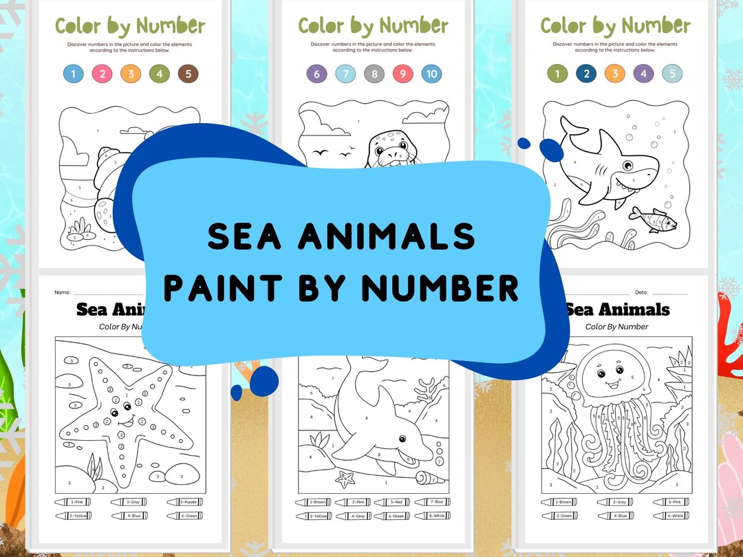 Sea Creatures Paint by Number Pages Toddler Busy Book Fun & Educational ...