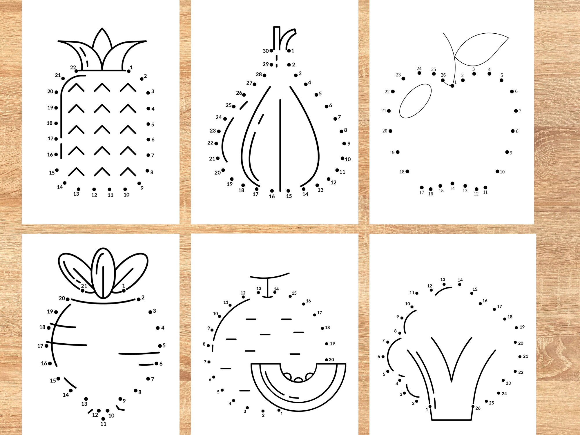 Printable Fruit Tracing Line Worksheet, Preschool Curriculum Learning ...