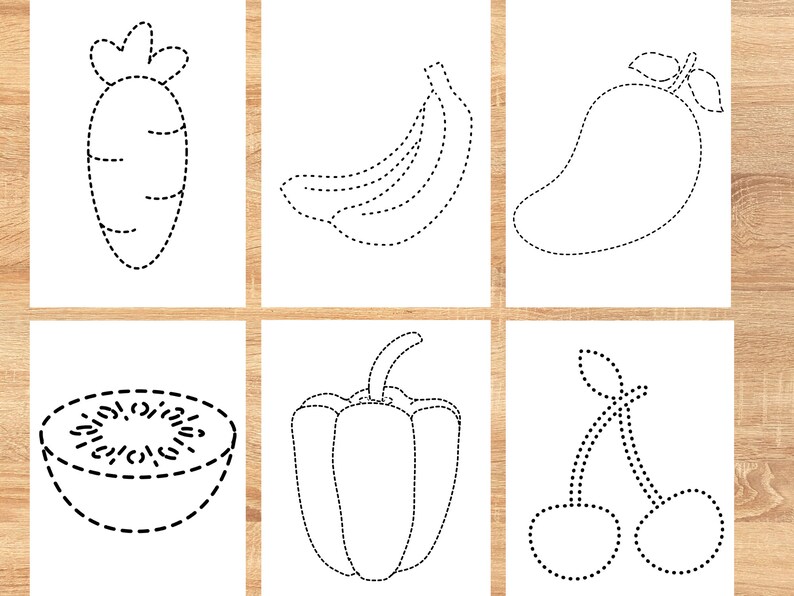 Printable Fruit Tracing Line Worksheet, Preschool Curriculum Learning ...