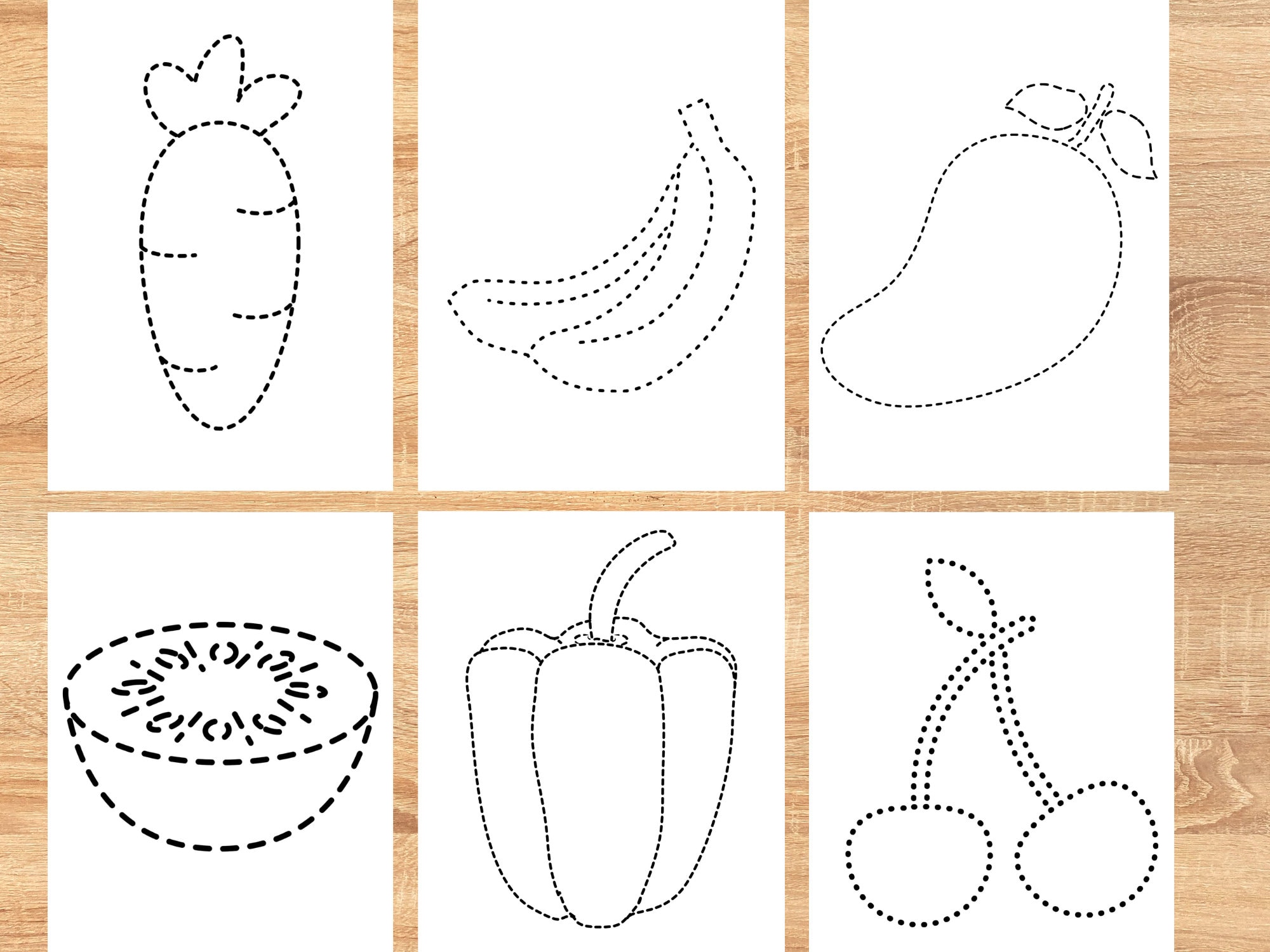 Printable Fruit Tracing Line Worksheet, Preschool Curriculum Learning ...