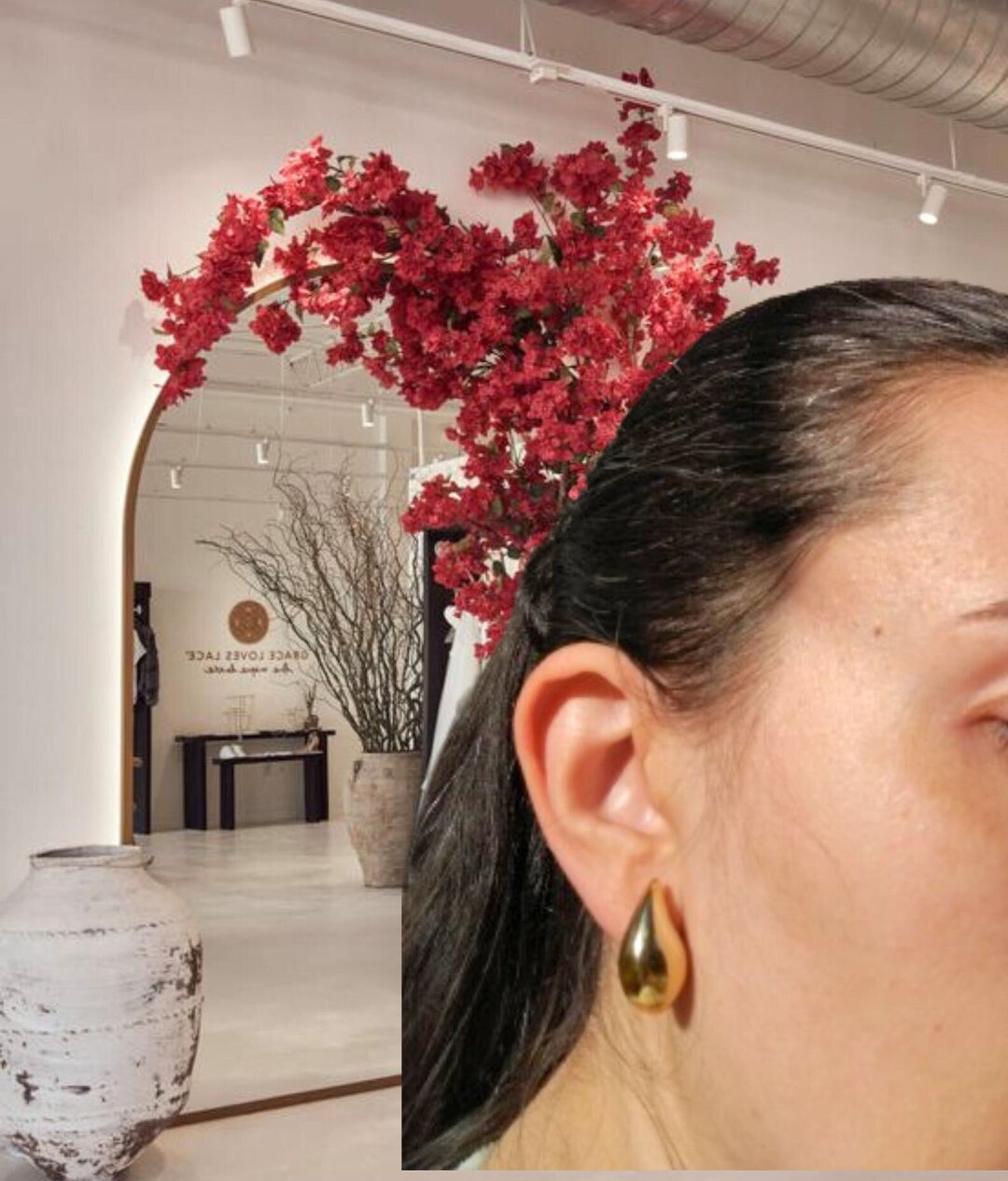 Gold Water Drop Earrings, Gold Water Drop Hoop, Drop Earrings, Bottega ...