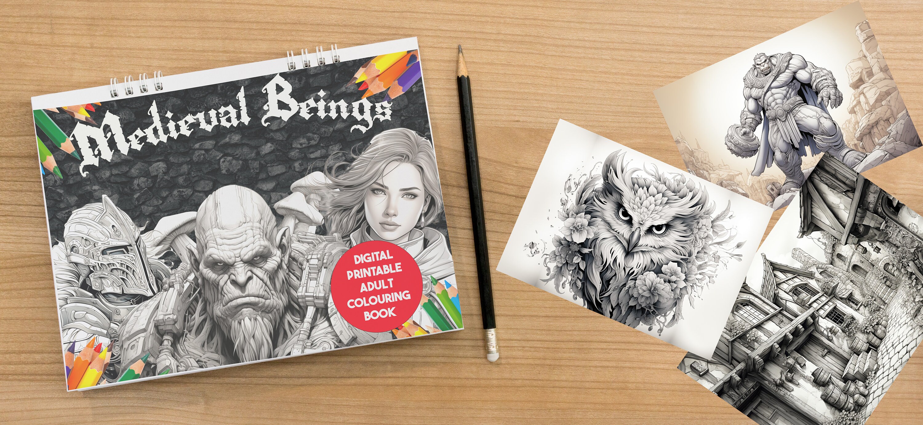 Medieval Beings Adult Coloring Book ! Medium to Expert Level. Coloring ...