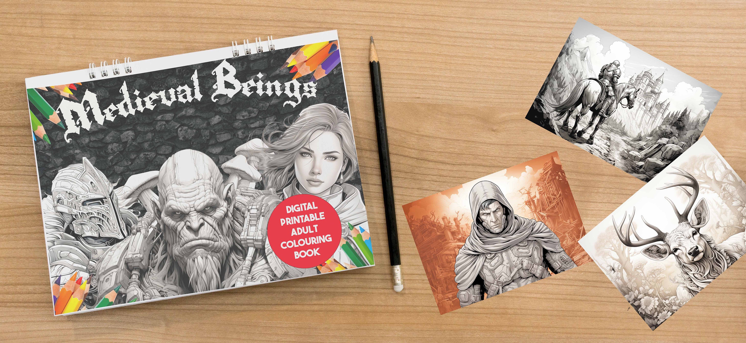 Medieval Beings Adult Coloring Book ! Medium to Expert Level. Coloring ...