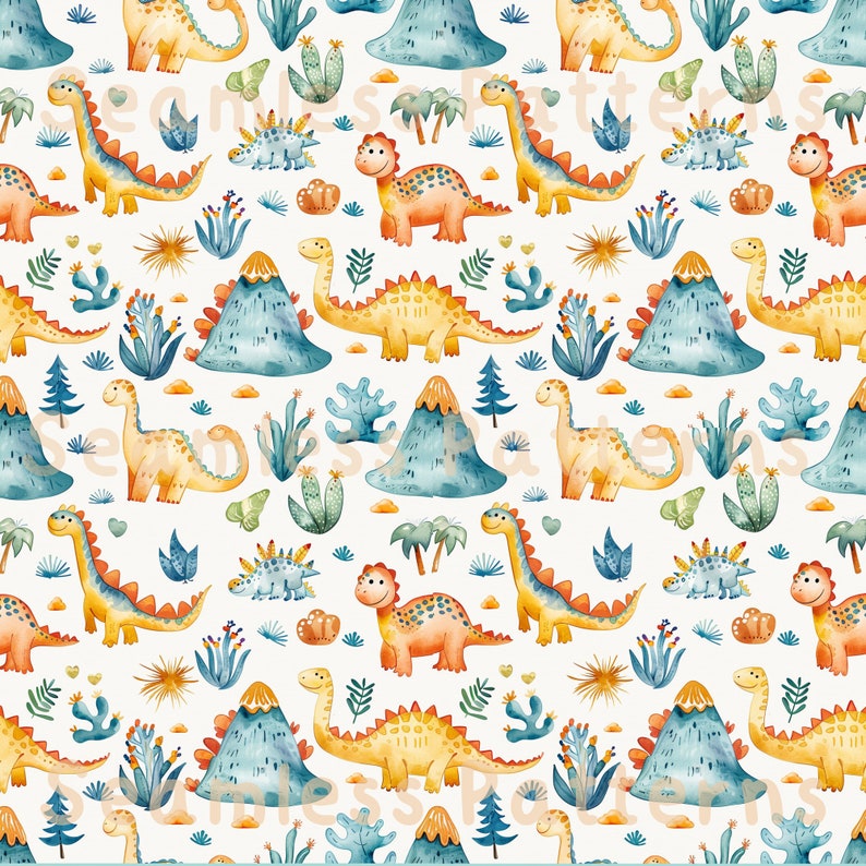 Dinosaur Seamless Pattern Prehistoric Seamless File Neutral Dinosaur ...