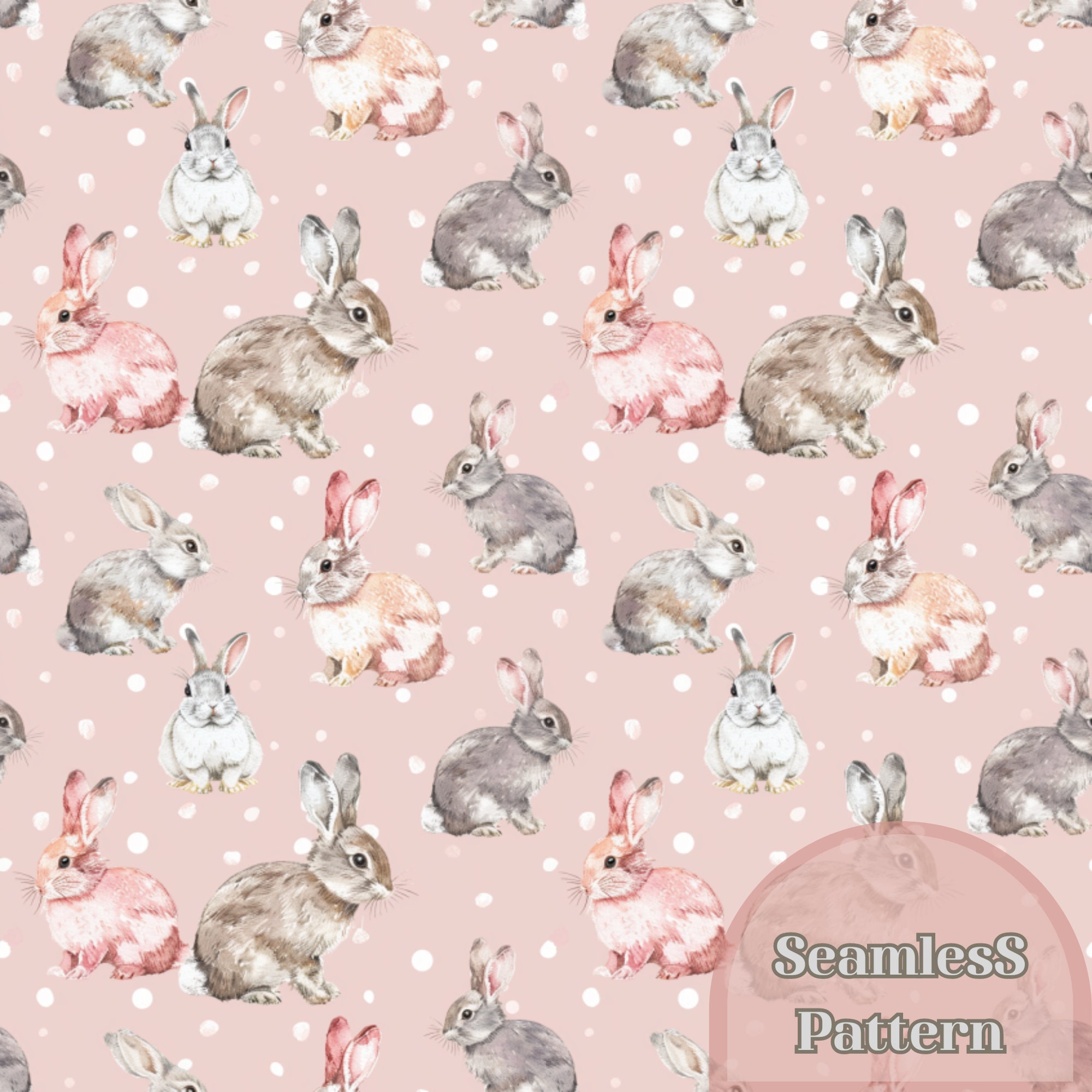 Rabbit on the Grass Seamless Pattern, Cute Rabbit Seamless, New Baby ...