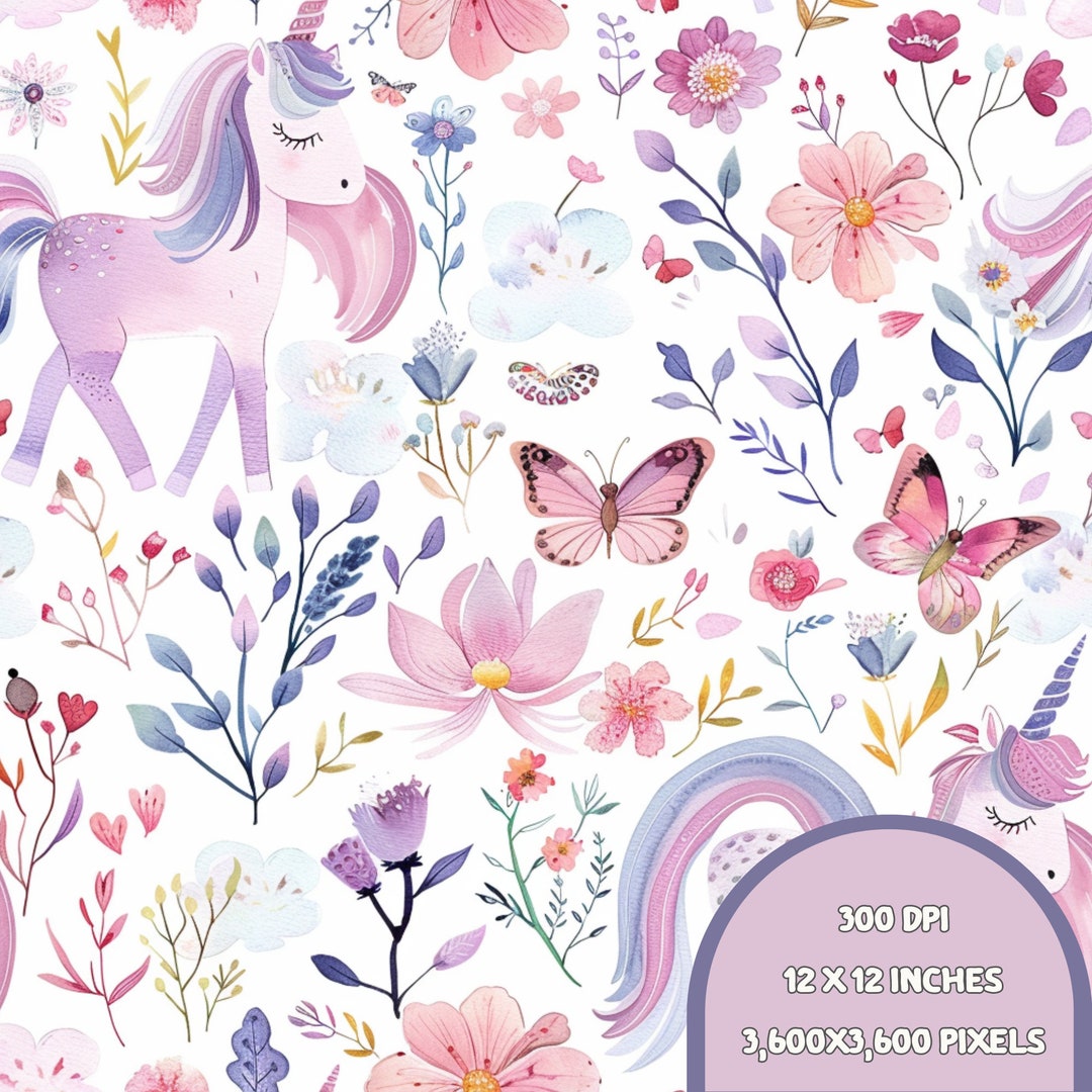 Unicorn Seamless Pattern Unicorn Digital Paper Unicorn and Moon ...